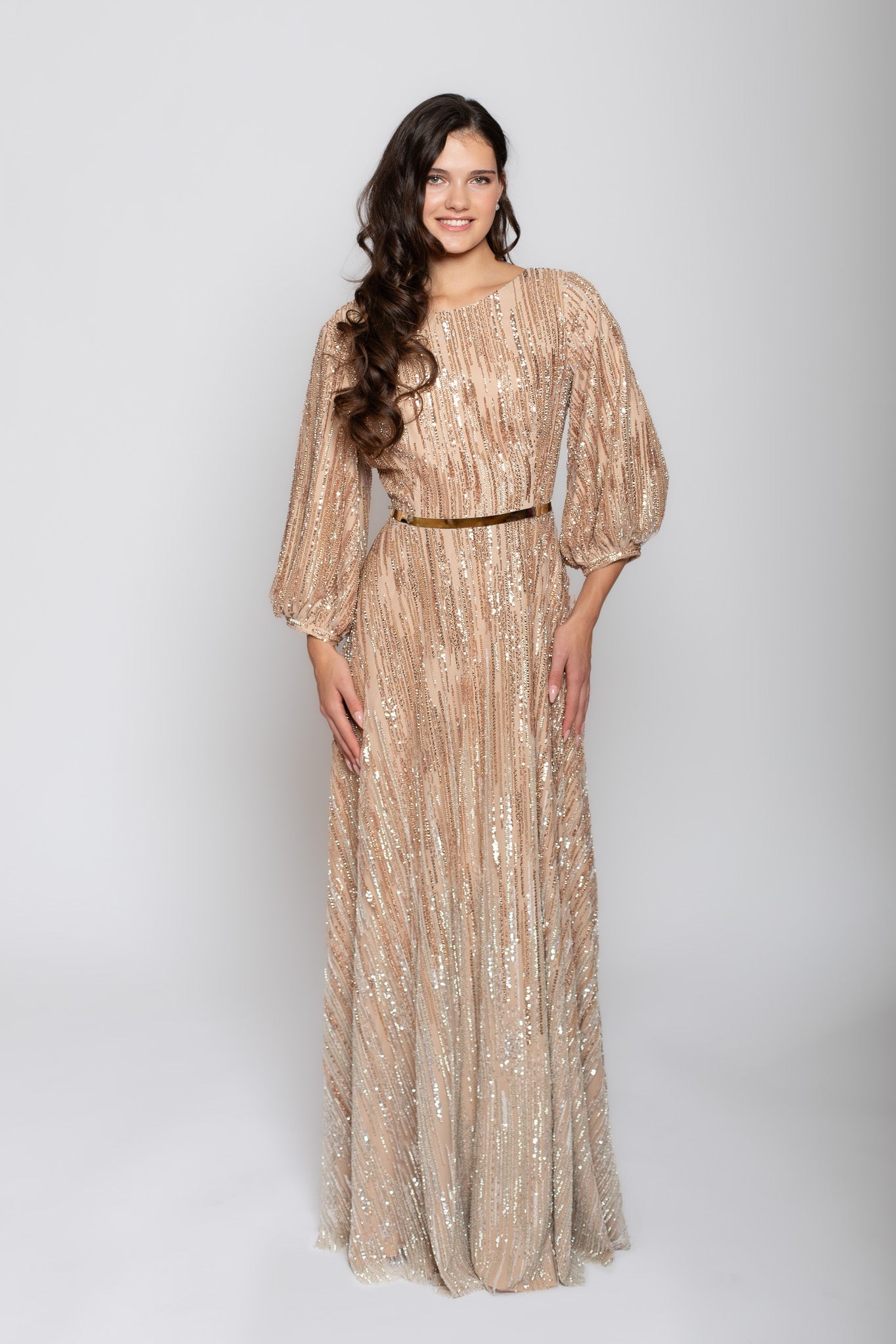 Golden Sparkling Dress For Galas Receptions And Red Carpet Events ...